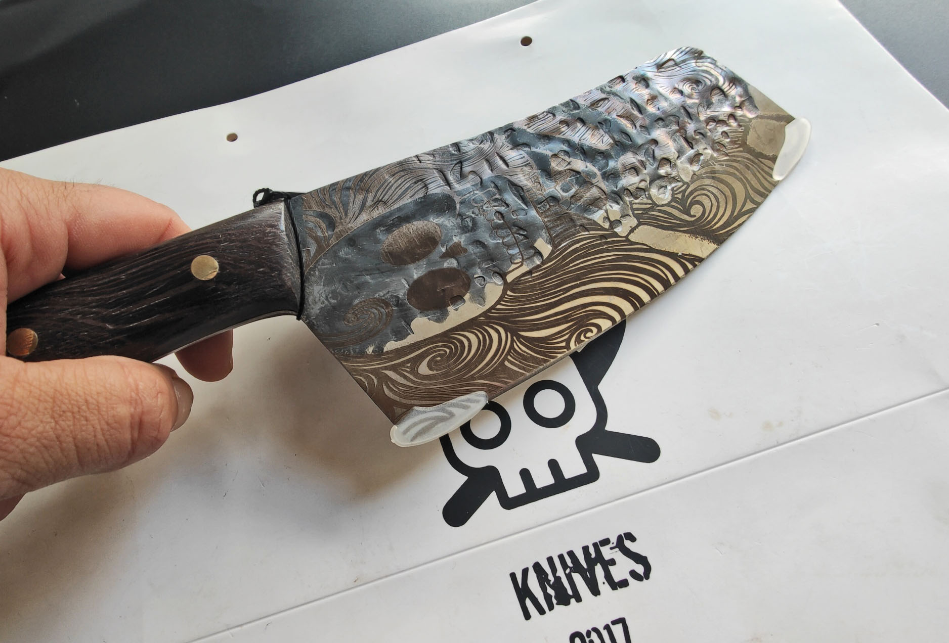 Forged Cleaver Knife Mexican Skull 7" | Di'Casteel