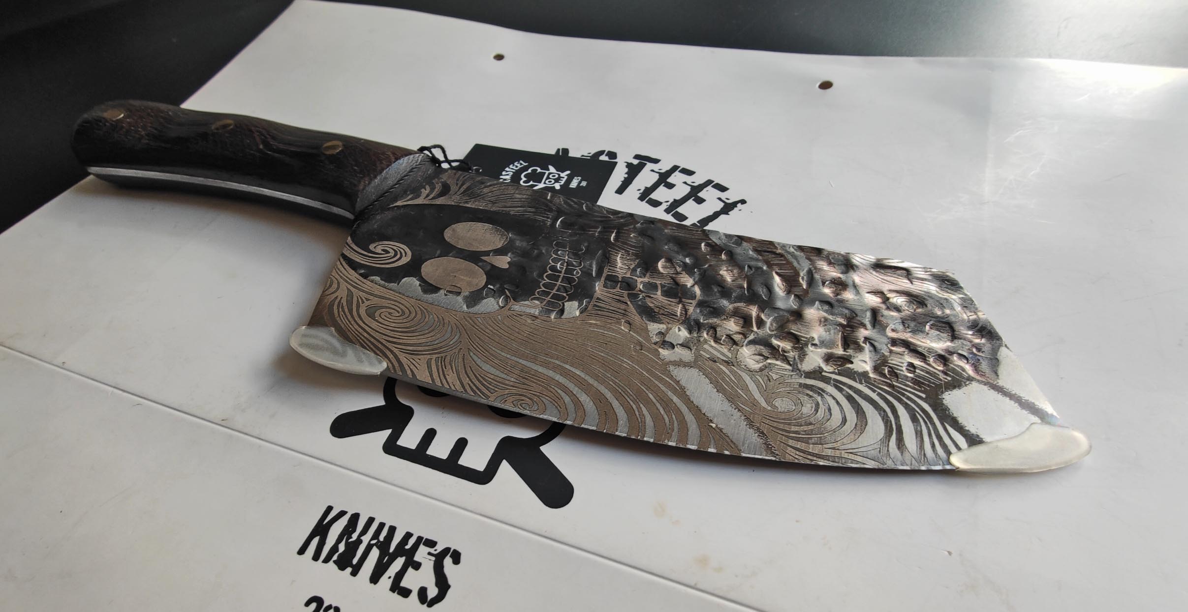 Forged Cleaver Knife Mexican Skull 7" | Di'Casteel