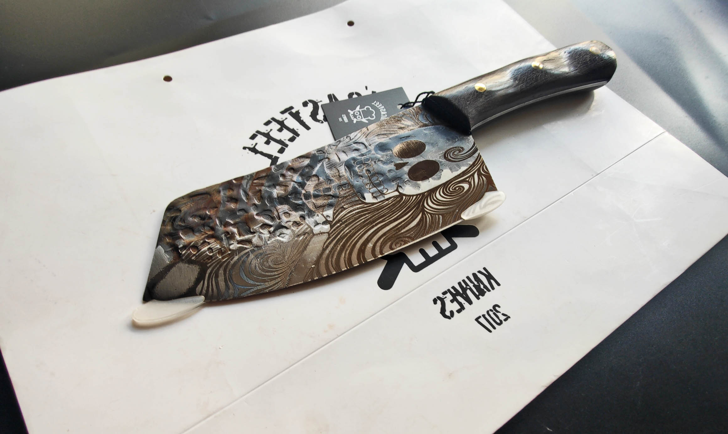 Forged Cleaver Knife Mexican Skull 7" | Di'Casteel