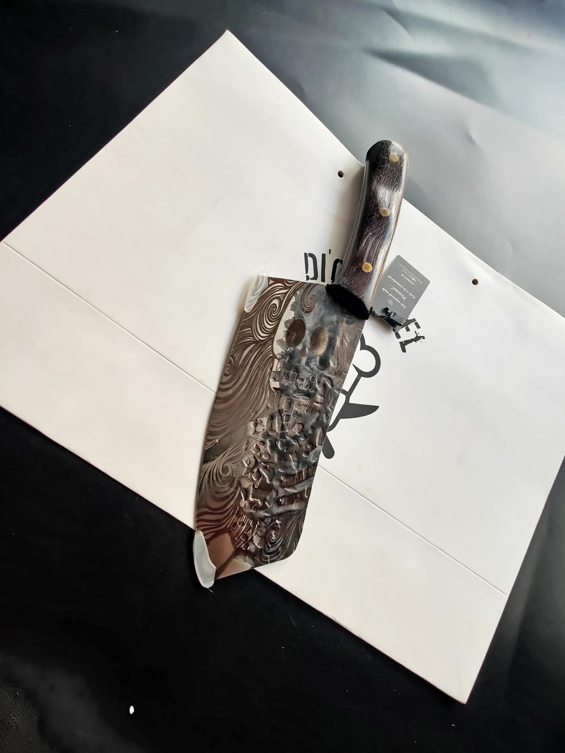 Forged Cleaver Knife Mexican Skull 7" | Di'Casteel