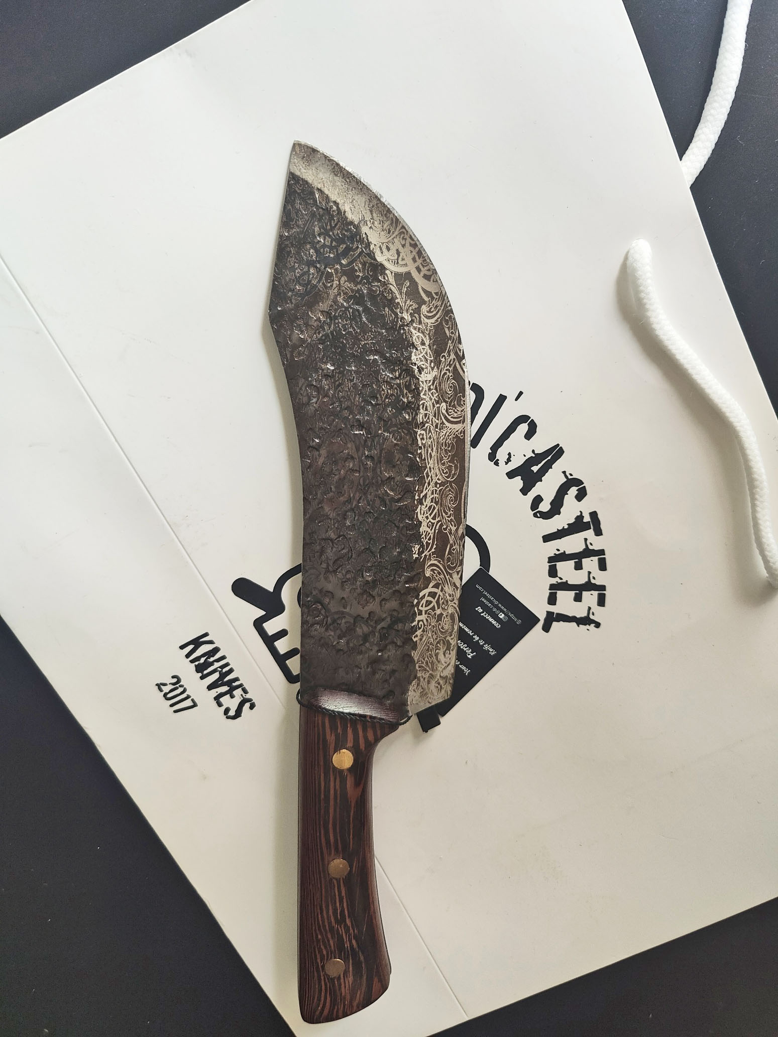 Unique Butcher Forged Knife Tribal Irish Celtic Engraved