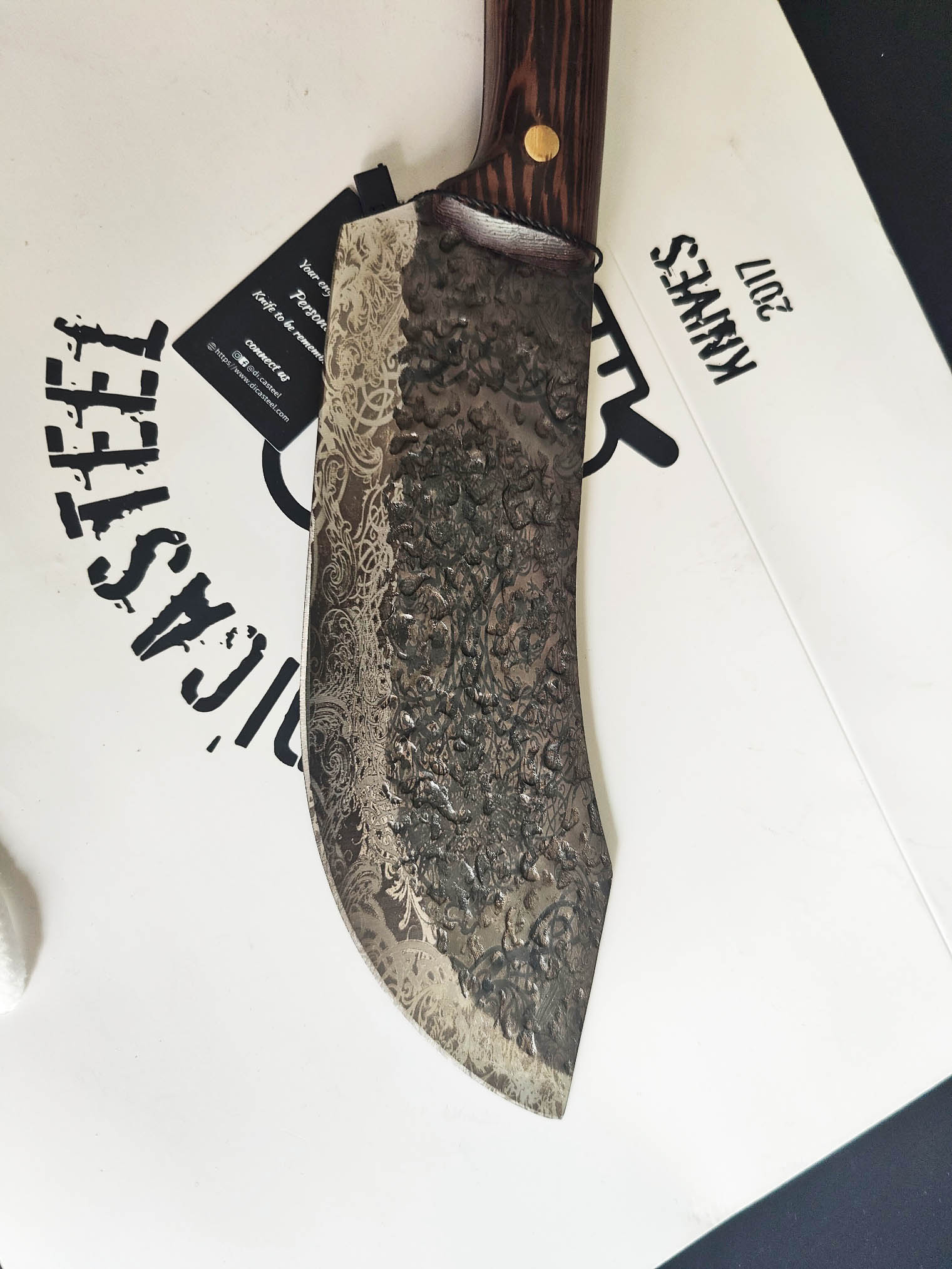 Unique Butcher Forged Knife Tribal Irish Celtic Engraved