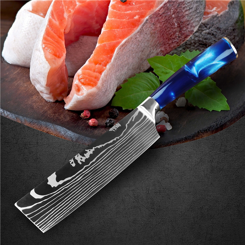 Complete Blue Handle Set Knives 9 pcs | Di'Casteel