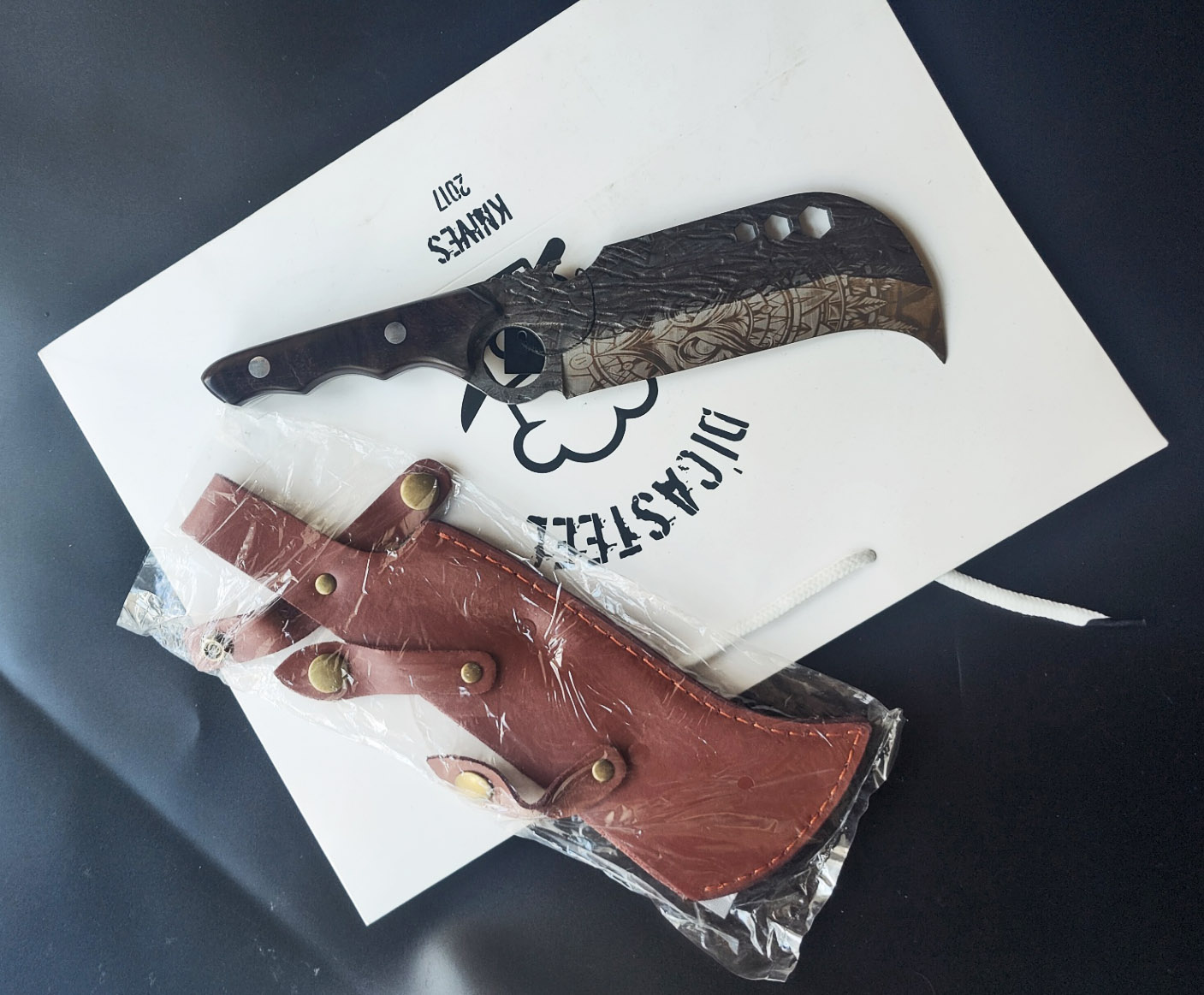 Wisdom Forged Butcher Knife Owl Engraving | Di'Casteel