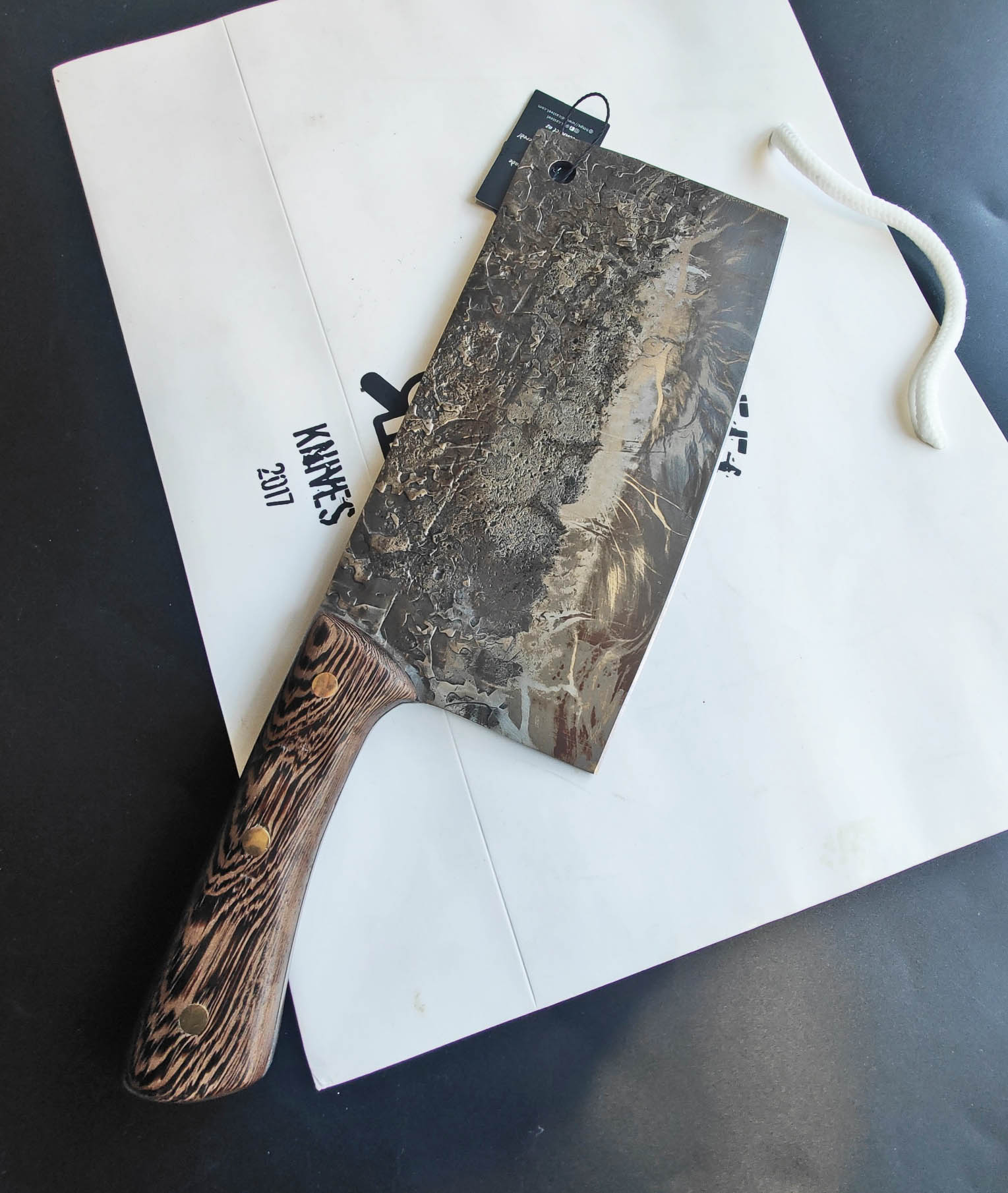 Traditional Chinese Cleaver knife Lion Engravings | Di'Casteel