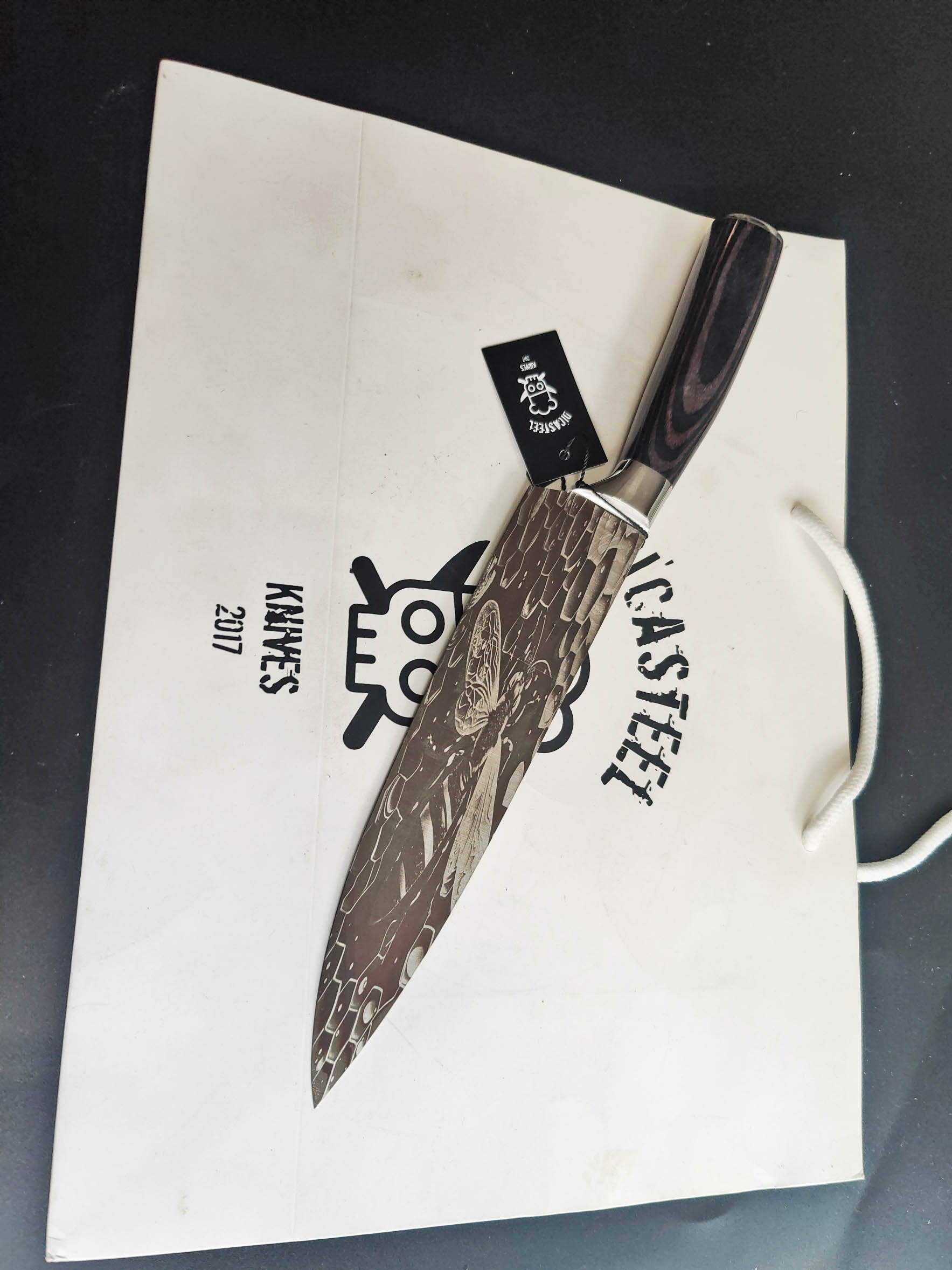 Elegance and Precision Chef Knife Bee Engravings | Di'Casteel