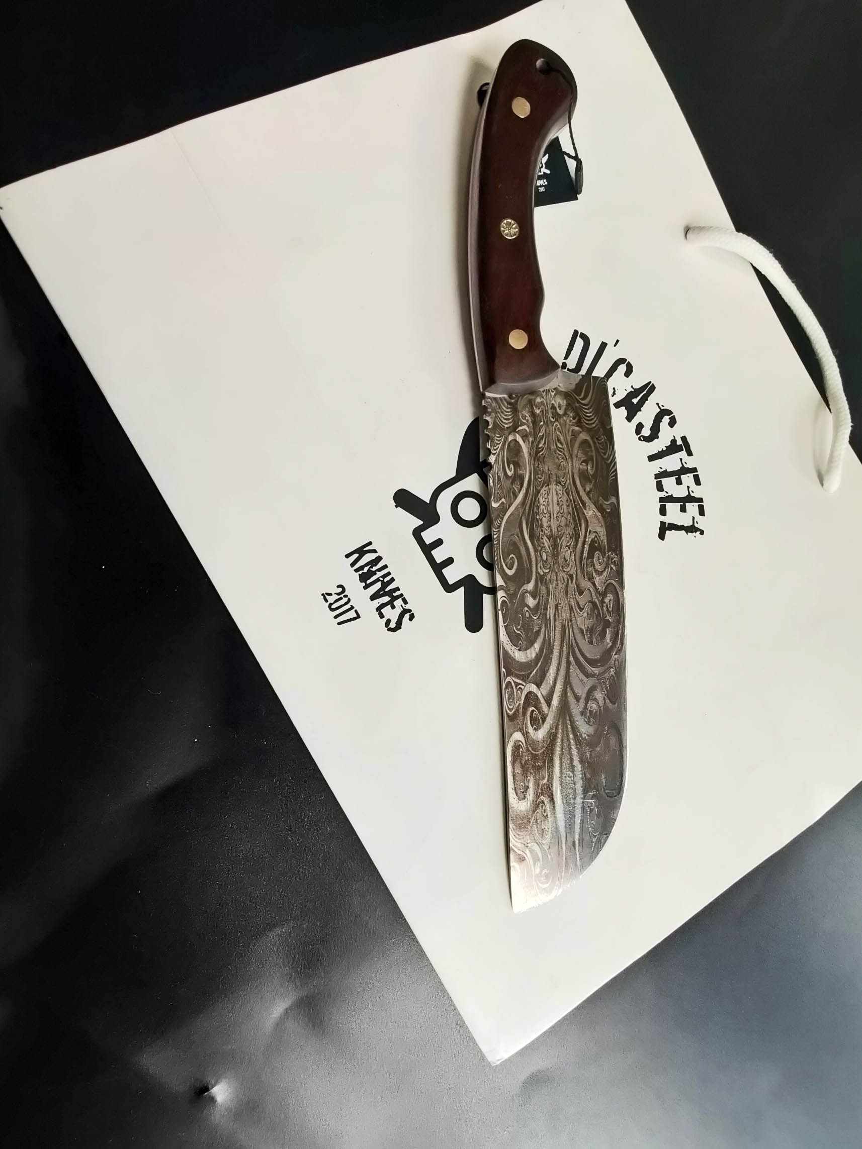 Forged Butcher Knife Octopus Engravings | Di'Casteel