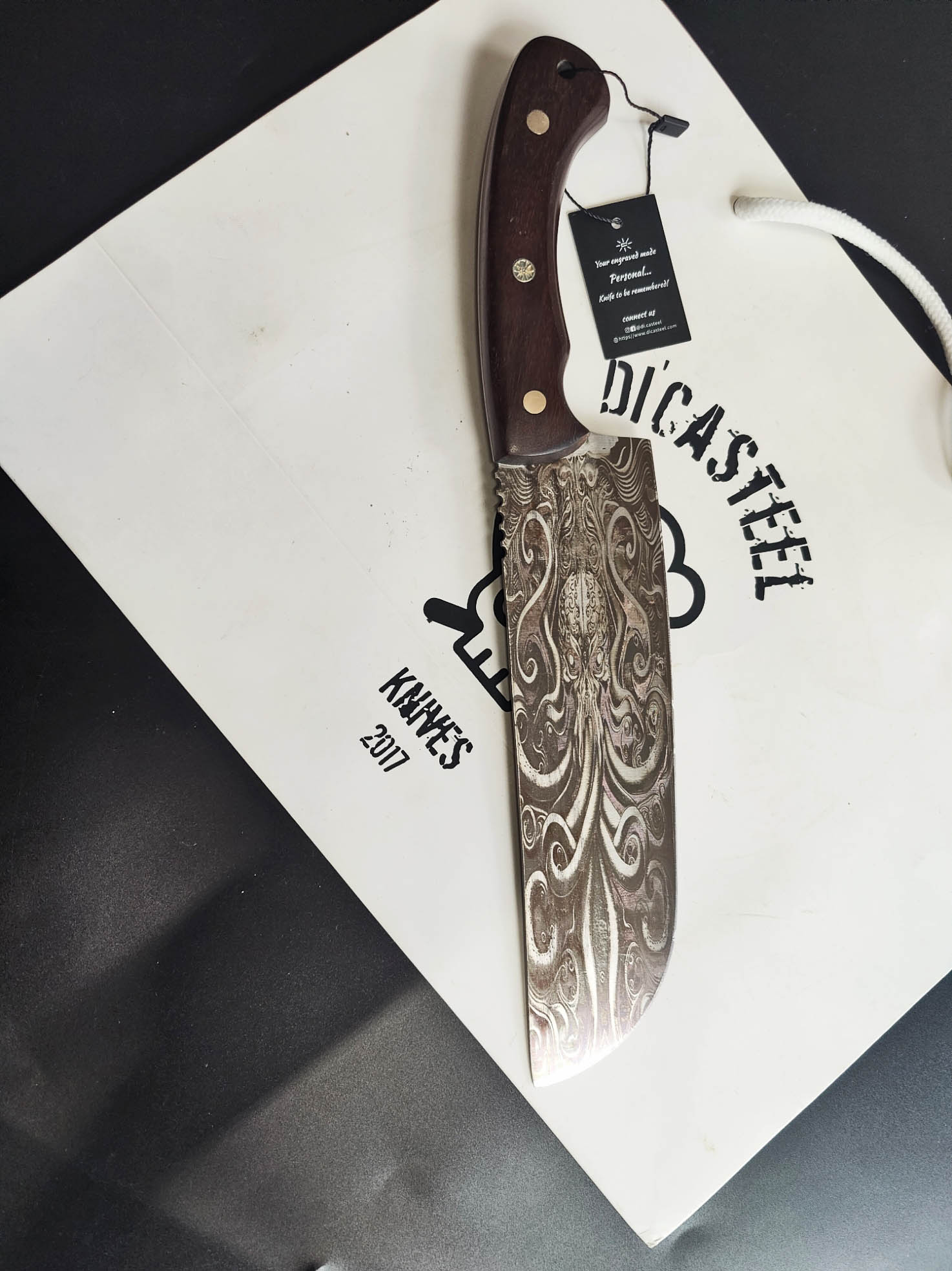 Forged Butcher Knife Octopus Engravings | Di'Casteel