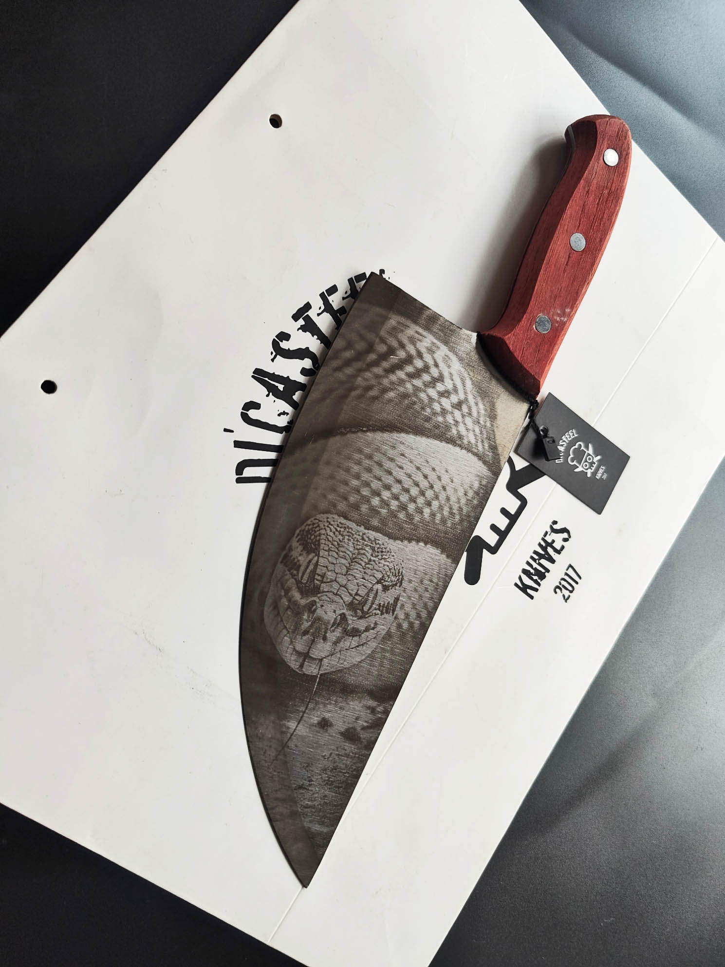 Unveiling Mystique Butcher Knife with Serpent Engraving | Di'Casteel