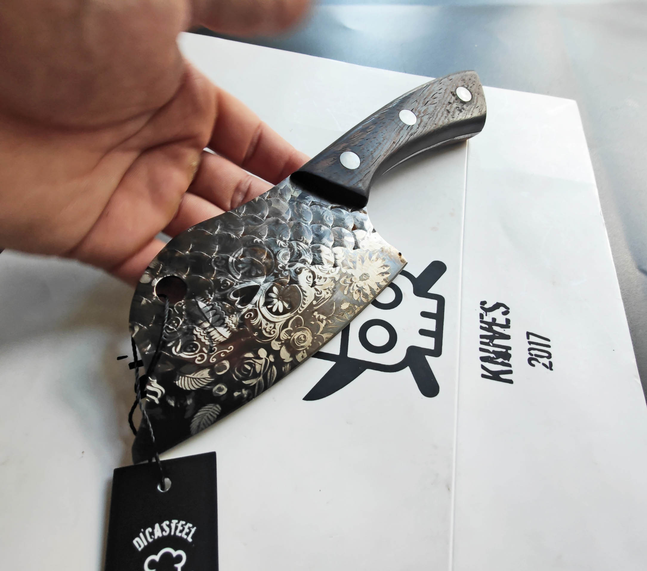 Mini Cleaver Knife with Skull Engravings Bold, Mystical, Culinary Style ...