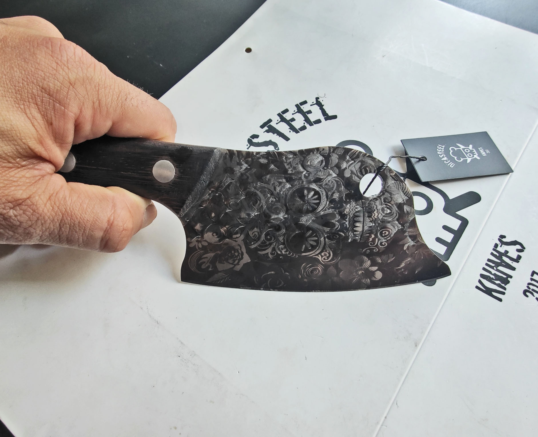 Mini Cleaver Knife with Skull Engravings Bold, Mystical, Culinary Style ...