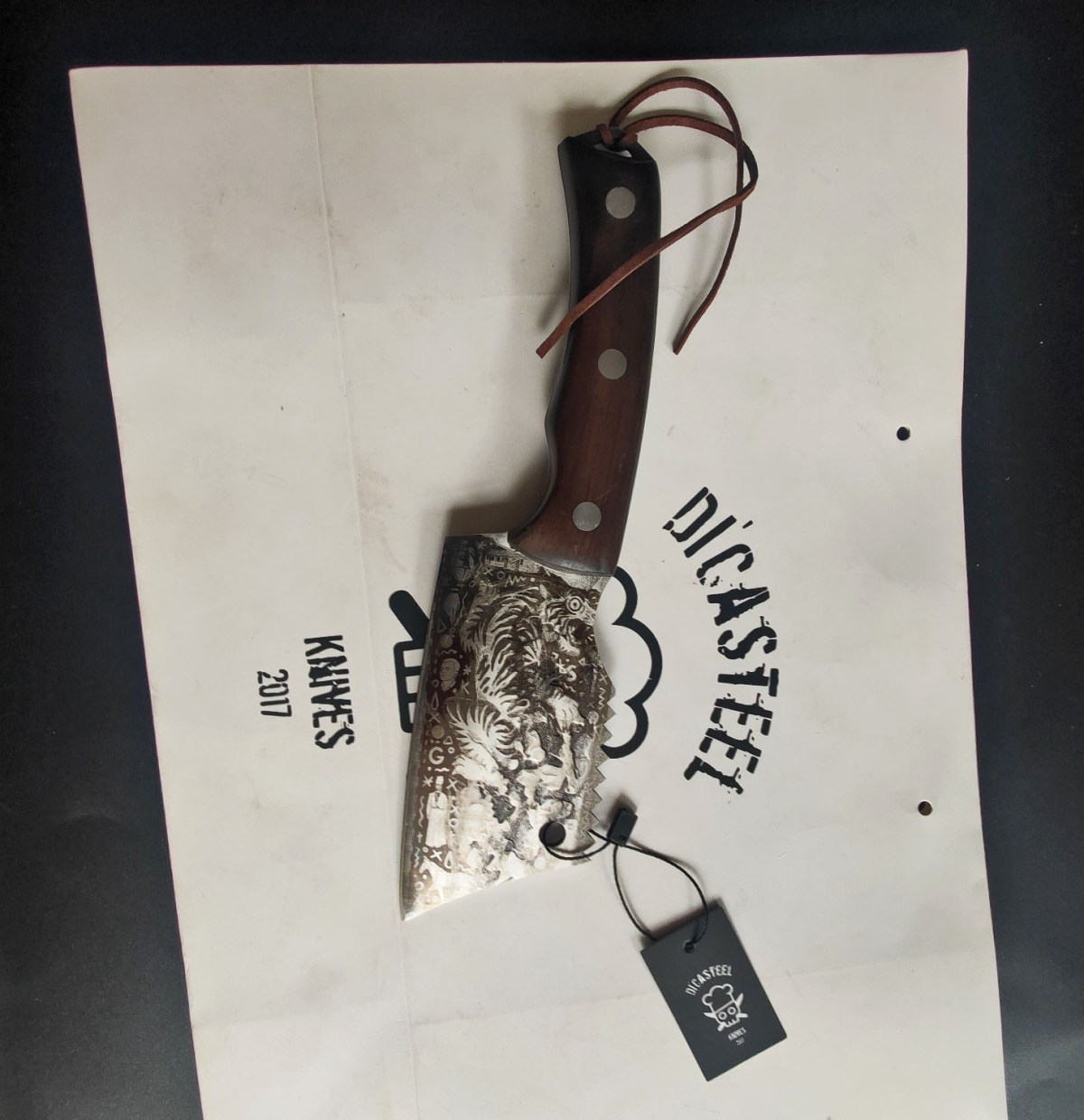 Mini Cleaver Knife 5'5 with Asia Tiger Engraving | Di'Casteel