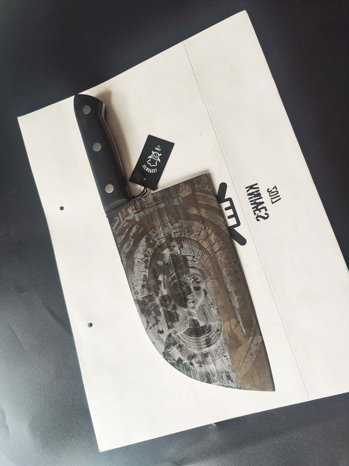 Rustic Cleaver Knife 8 inch with Aztec Engraving - Where Tradition ...