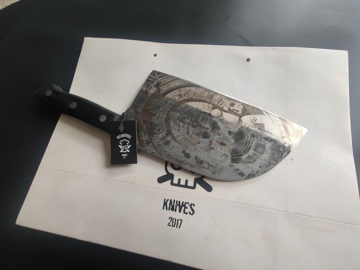 Rustic Cleaver Knife 8 inch with Aztec Engraving - Where Tradition ...